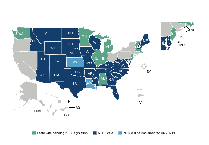 Nursing Compact States Map & Info | TravelNursing.org